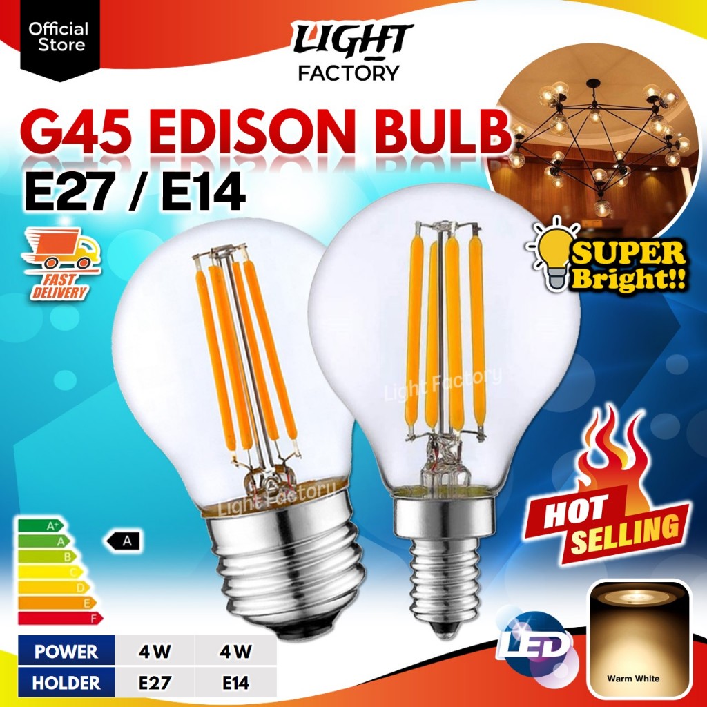 LED BULB 4W G45 Ping Pong LED Edison Filament Bulb E14 / E27 Warmwhite ...