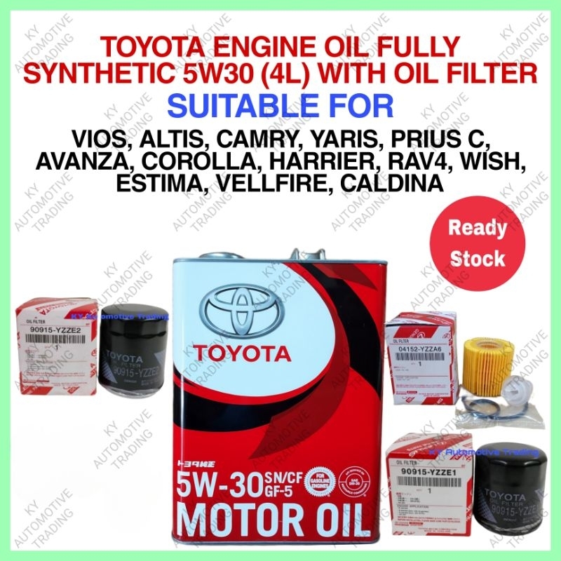 TOYOTA SN 5W30 FULLY SYNTHETIC ENGINE OIL 4 LITER MINYAK HITAM ENJIN ...