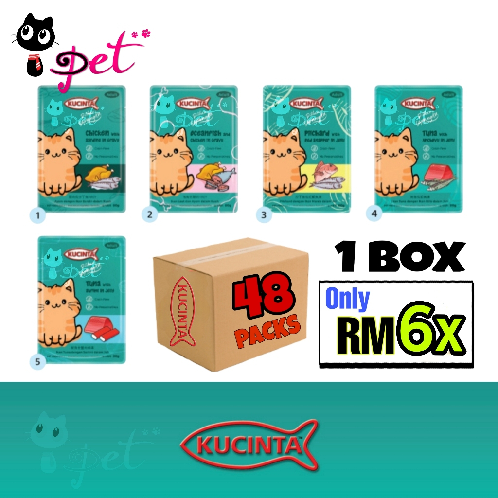 【Ready stock】Kucinta Cat Pouch 80G (1 BIG BOX= 48 Pkts) | Shopee Malaysia