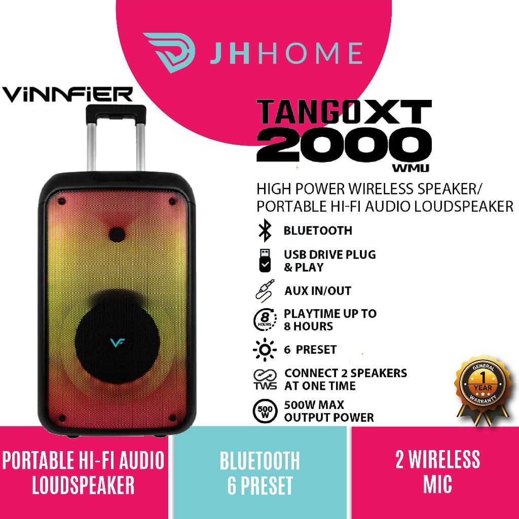 Vinnfier VF TANGO XT5000 WMU 900W Bluetooth Potable HI-FI Loud PartyBox Karaoke Speaker FM Radio ...