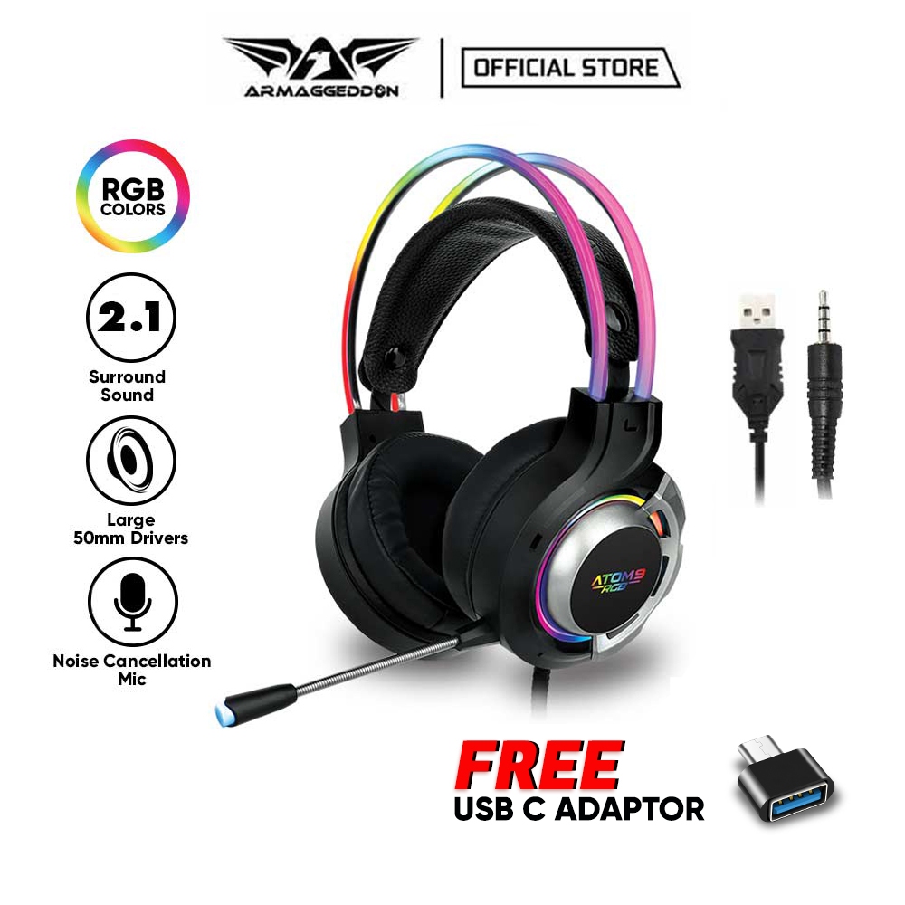 Armaggeddon Atom 9 RGB Headband Gaming Stereo Headphone with Mic | Shopee Malaysia