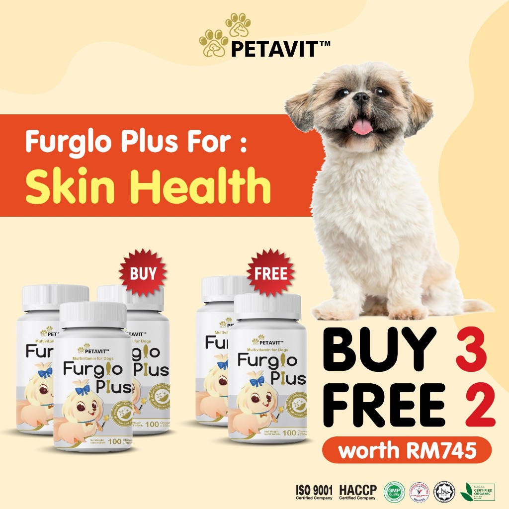 【Petavit】Furglo Plus 🐾 Pet Skin Itchy Repair Tablet Dog Cat Supplement Anjing Kucing Ubat Kulit ...