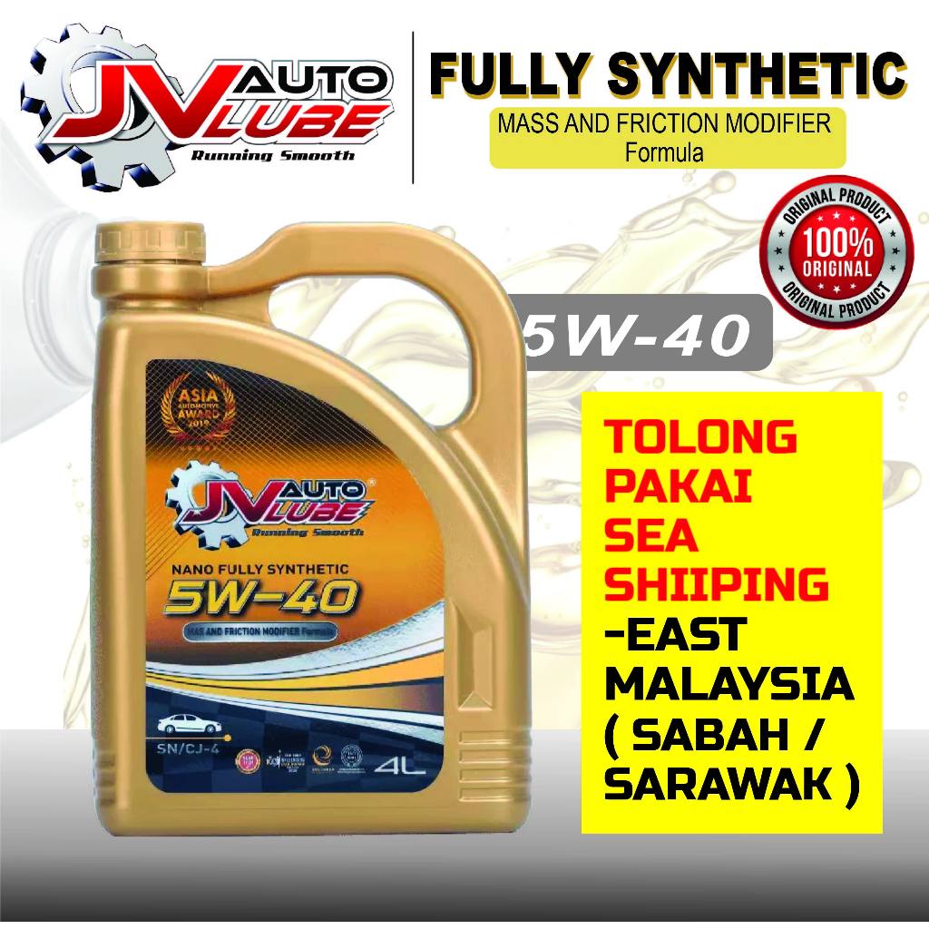 JVAutolube Engine Oil 5W-40 Fully Synthetic & MAS and Friction Modifier ...