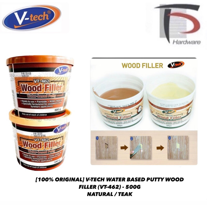 [100% ORIGINAL] V-TECH WATER BASED PUTTY WOOD FILLER (VT-462) - 500G ...