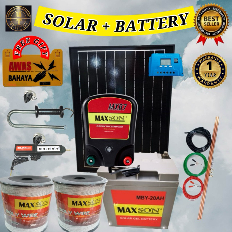COMPELETE SET PAGAR ELEKTRIK/ FENCE ENERGIZER 1 HINGGA 2 EKAR GUNA ...