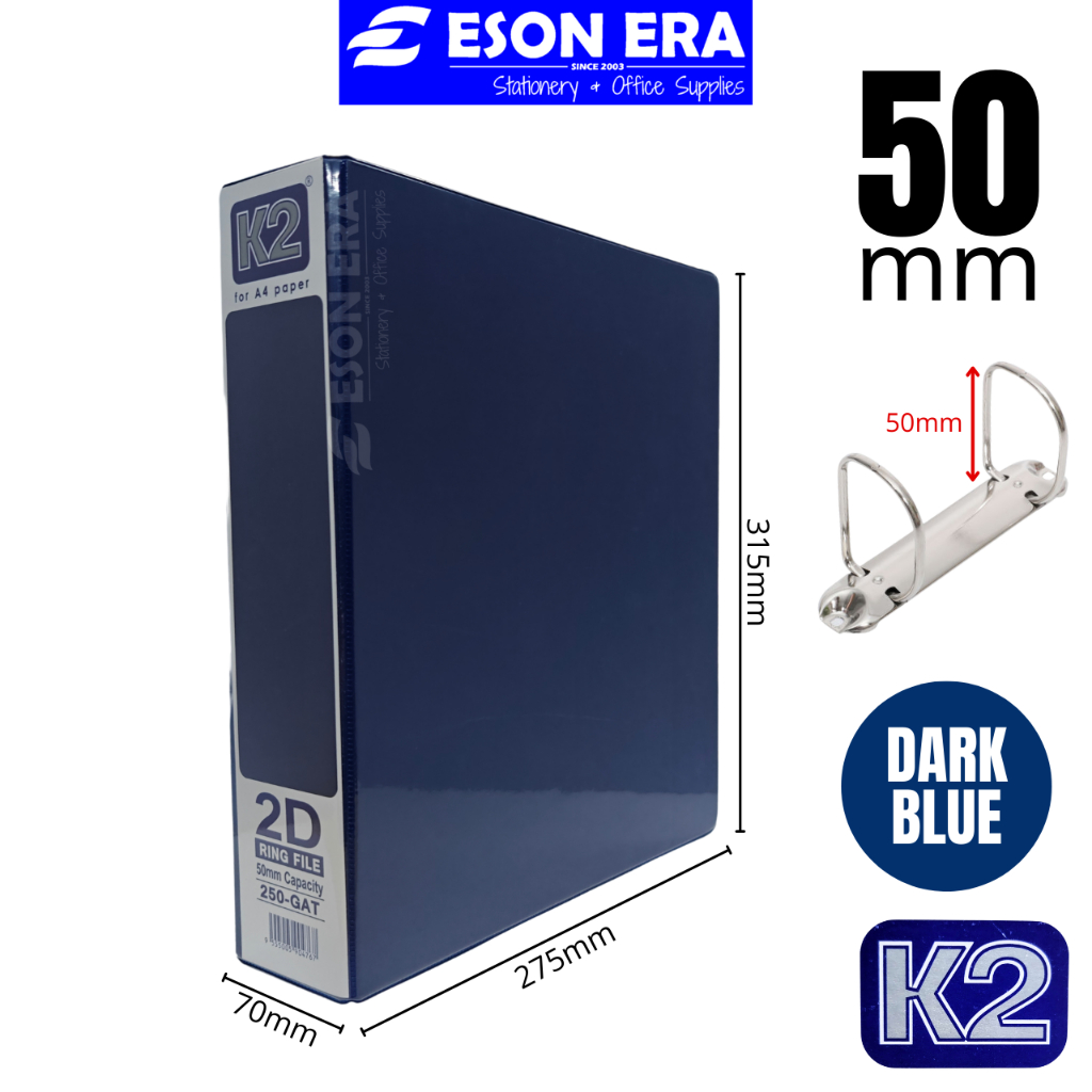 K2 2D PVC Ring File A4 25mm / 40mm / 50mm K2 GAT Colour File | Shopee ...
