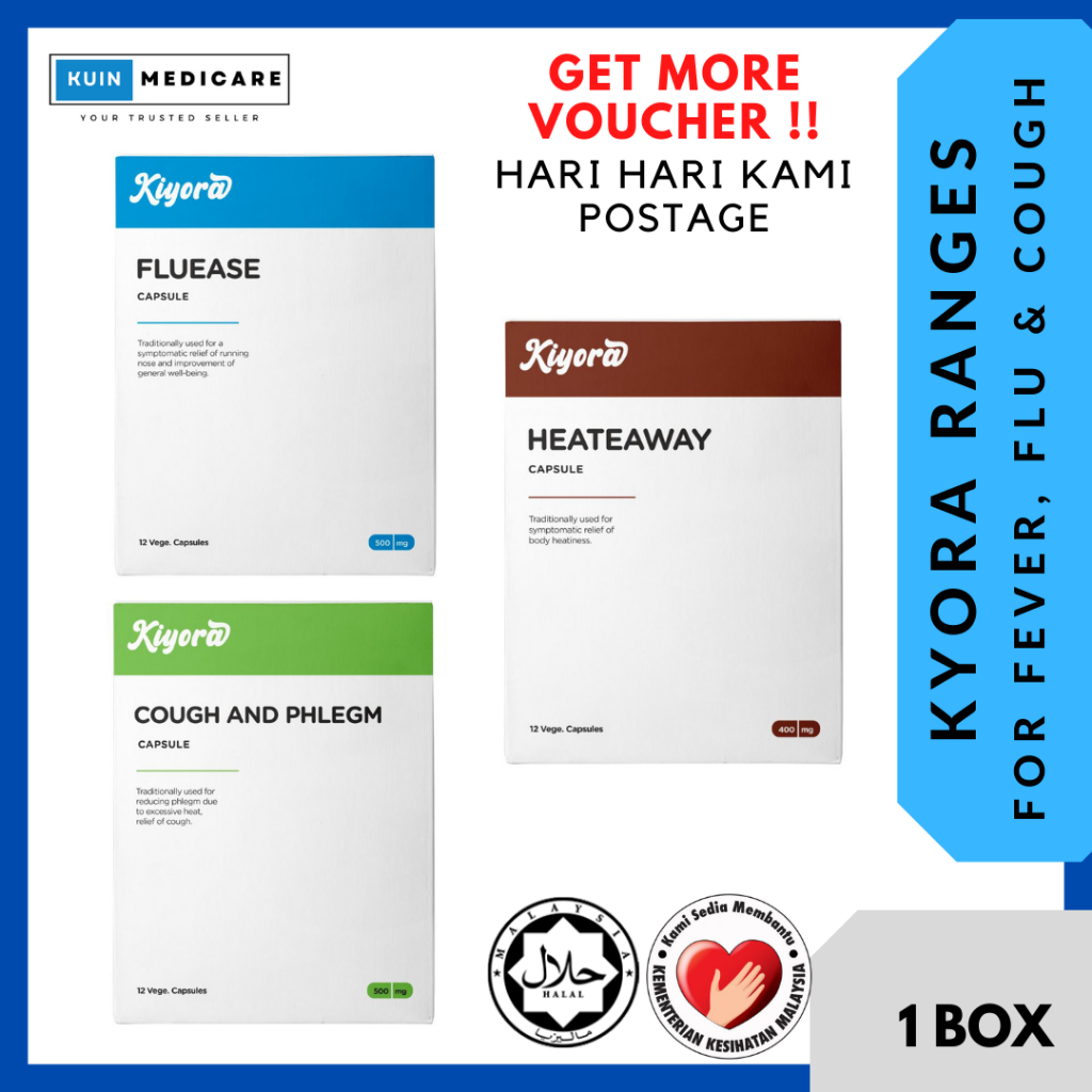 Kiyora Fluease / Cough and Phlegm / Heateaway Vege Capsules Supplement ...