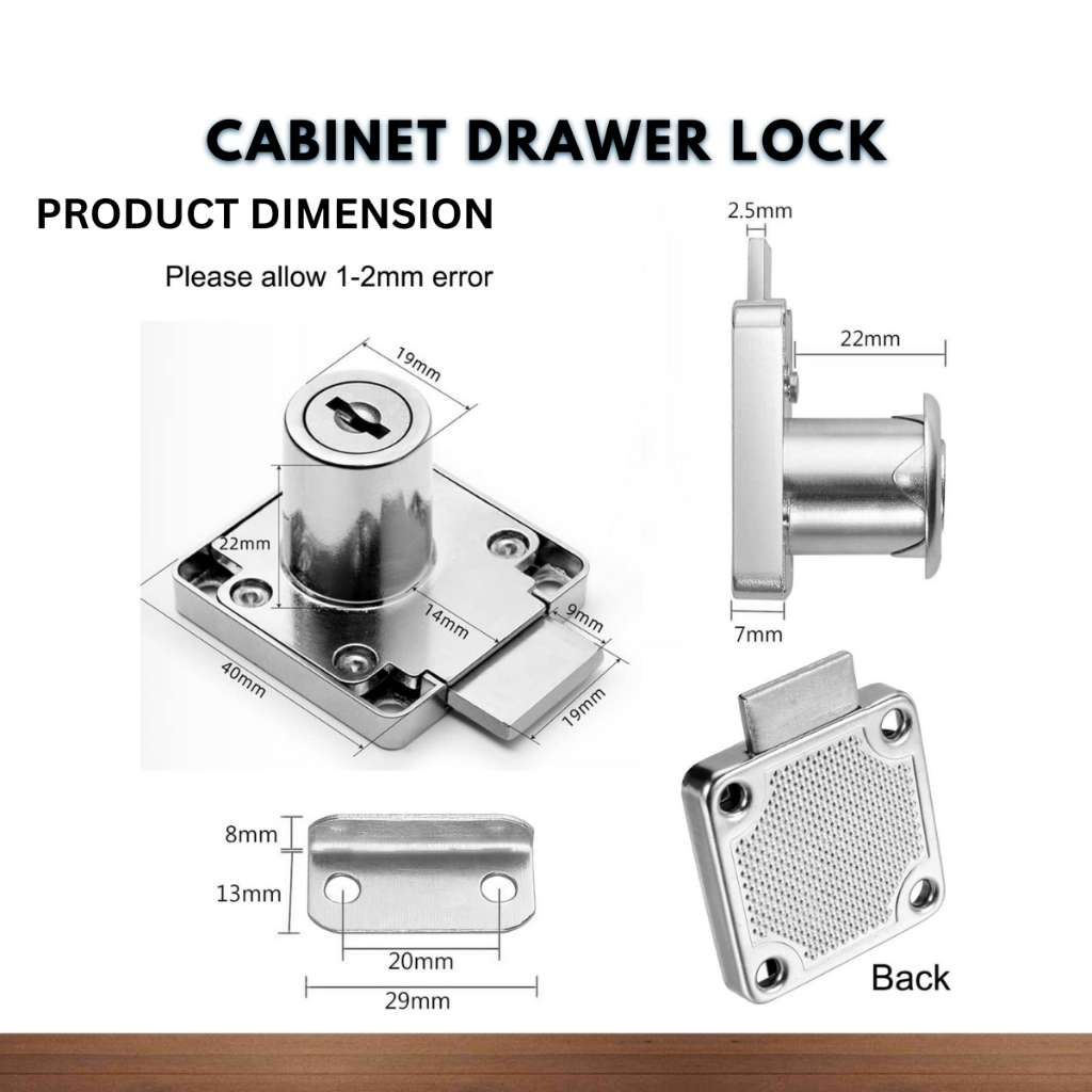 Cabinet Drawer Lock Square Security Drawer Lock Set Kunci Laci Lock ...