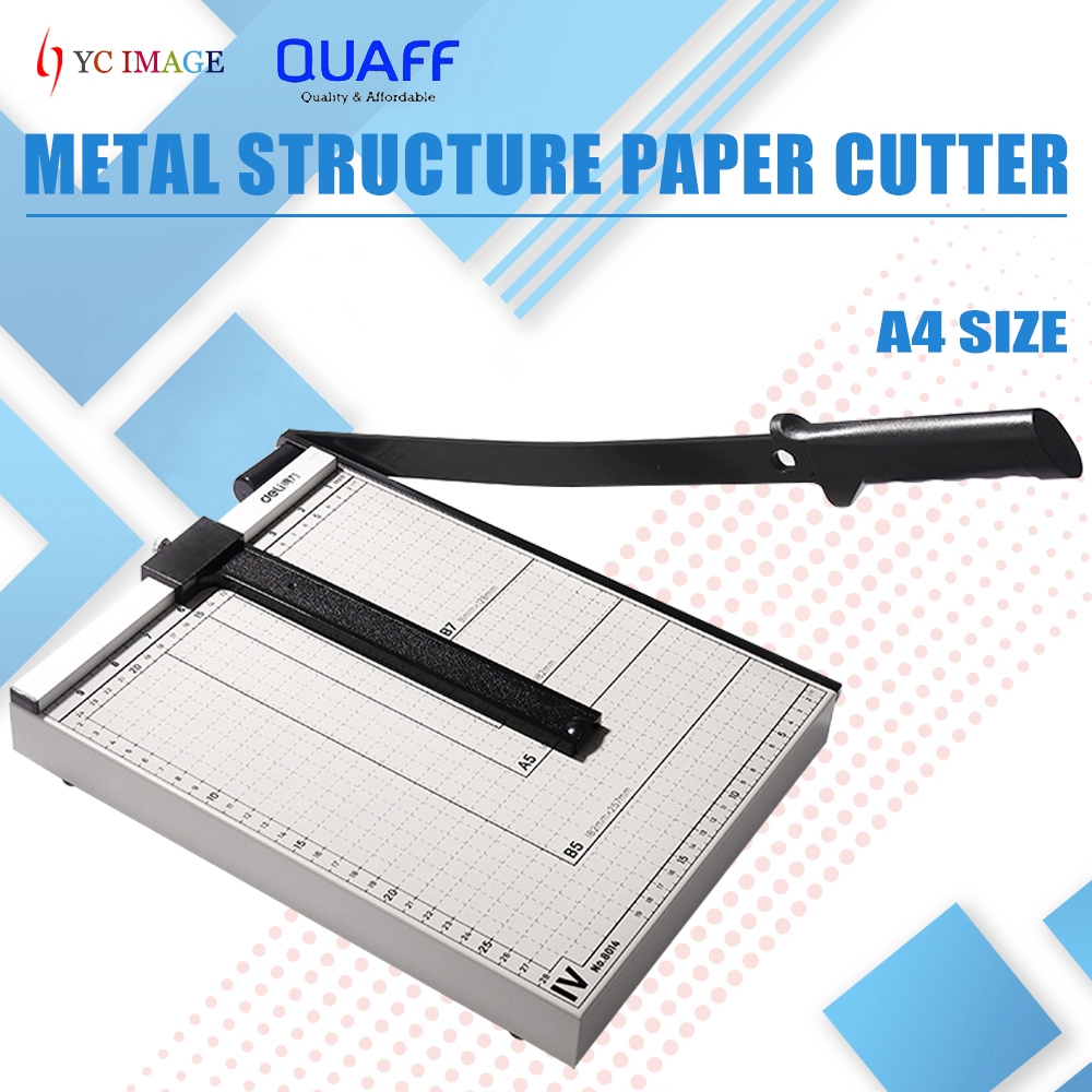 QUAFF Paper Cutter A4 Size Metal Structure with Adjuster and Stopper ...