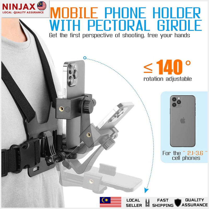 【READY】Mobile Phone Chest Strap Chest Phone Holder Harness Strap Cell ...