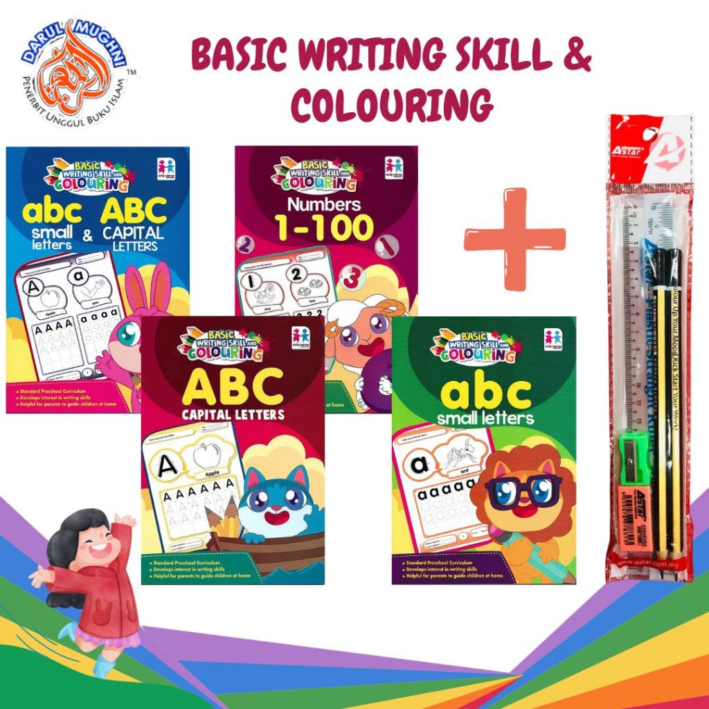 Activity preschool Book - BASIC WRITING SKILL & COLOURING + PENCIL SET ...