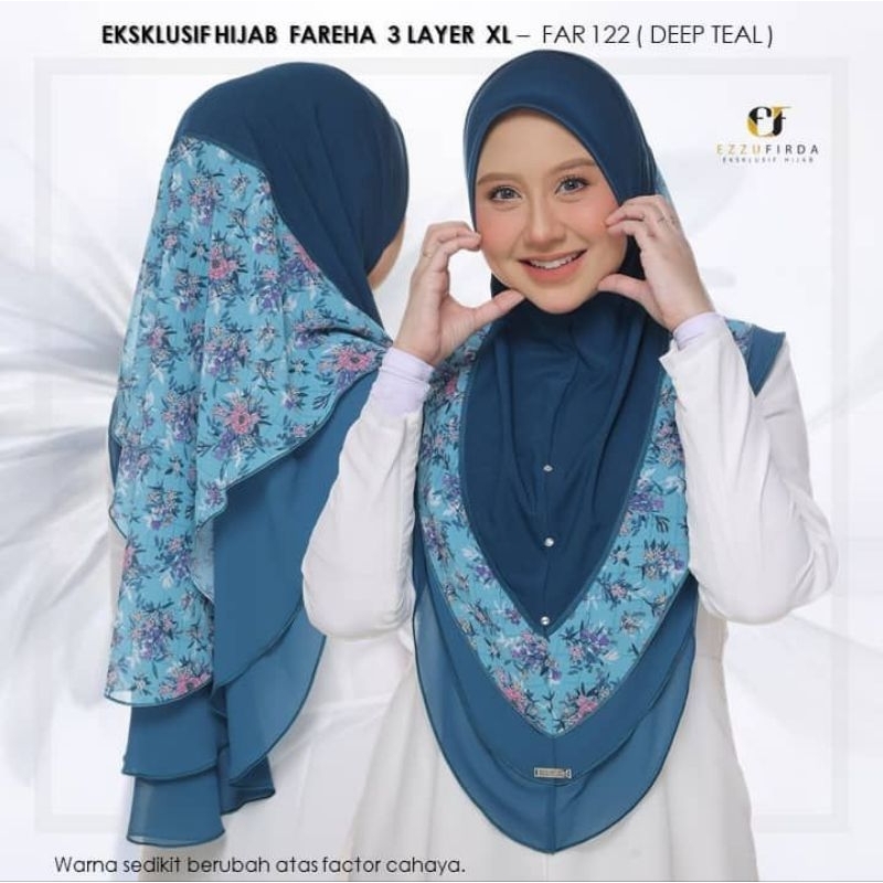 EKSKLUSIF HIJAB EZZUFIRDA , TUDUNG FAREHA 3 LAYER SAIZ XL | Shopee Malaysia