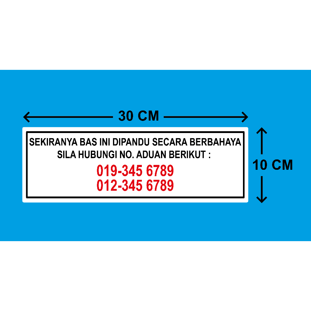 Sticker Nombor Aduan Bas Custom No Telefon #puspakom #jpj #basekspress ...