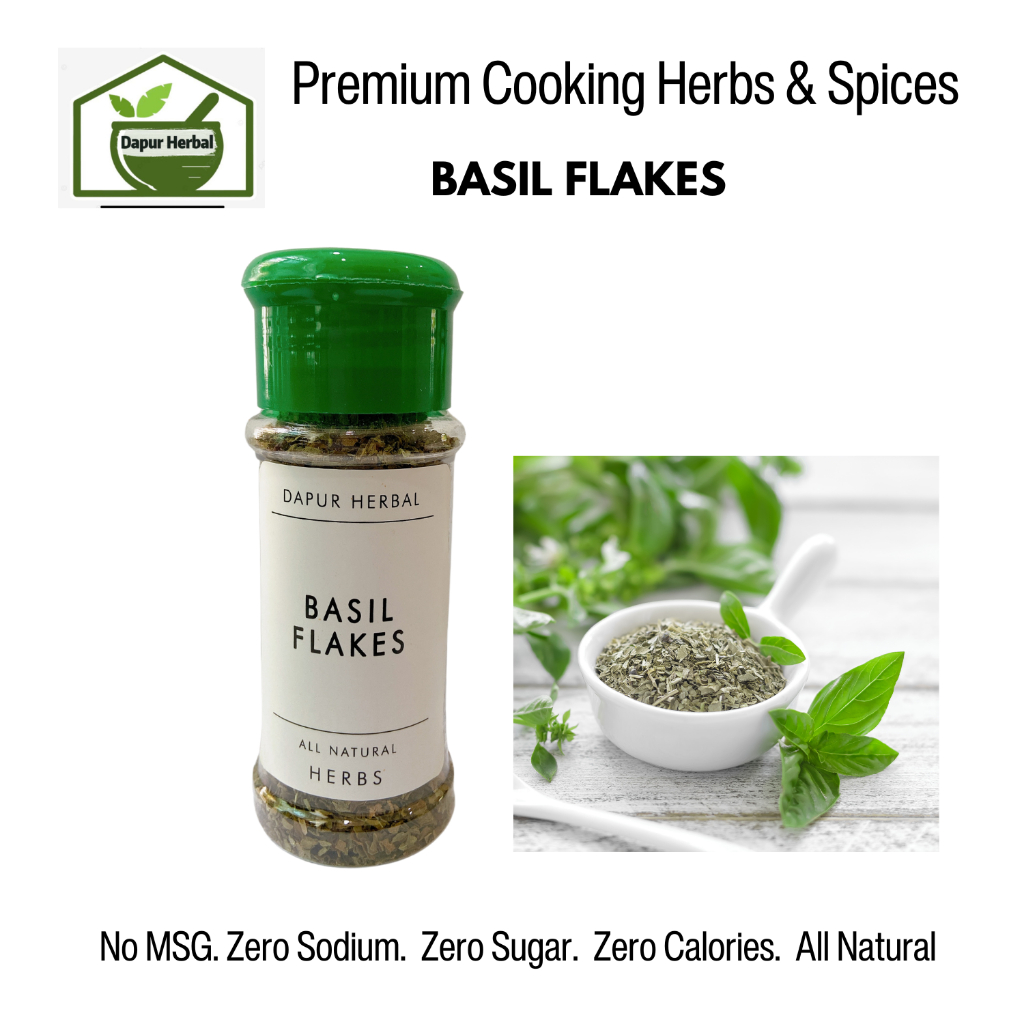 Dapur Herbal Halal Dried Basil Flakes 12gm | 50gm | Daun Selasih Manis ...