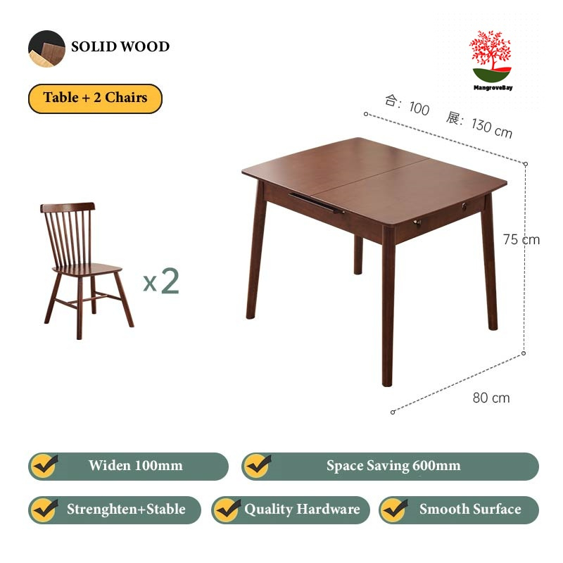 SOLID WOOD Extendable Table Dining Table Foldable Table Meja Makan Kayu ...