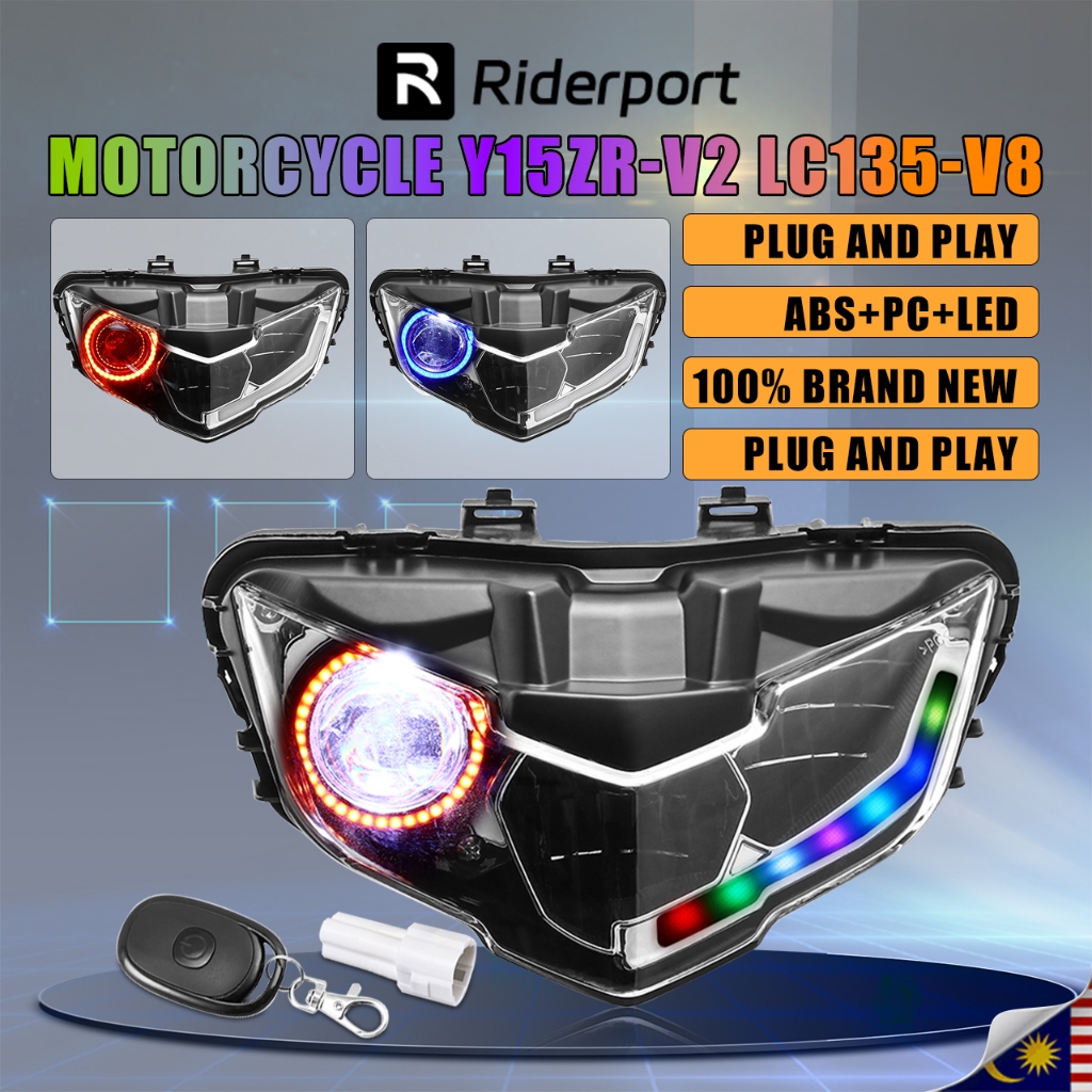 YAMAHA HEAD LAMP Y15ZR V2 LC135 FI V8 LED LAMPU Y15 V2 LC135 LAMPU DEPAN HEAD LIGHT REMOTE ...
