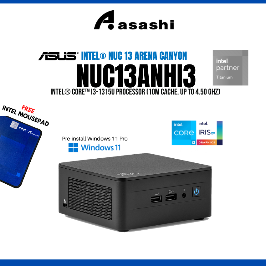 ASUS Intel NUC 13 Pro Kit NUC13ANHi3 Mini PC Barebone DIY Desktop 13th Gen Arena Canyon ...