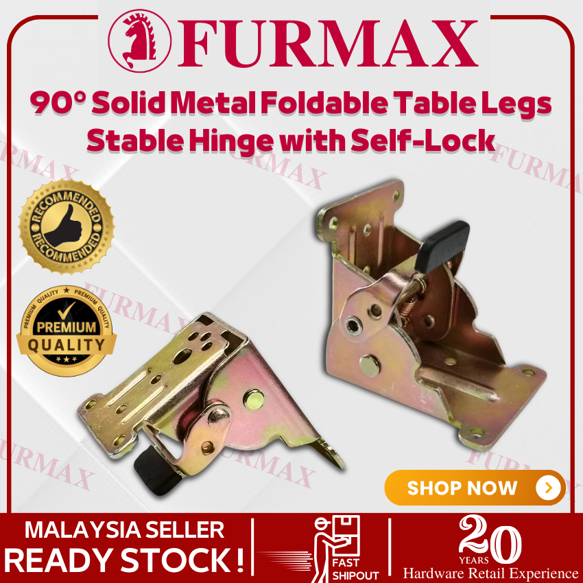 【FURMAX】90° Solid Metal Foldable Table Legs Stable Hinge with Self-Lock ...