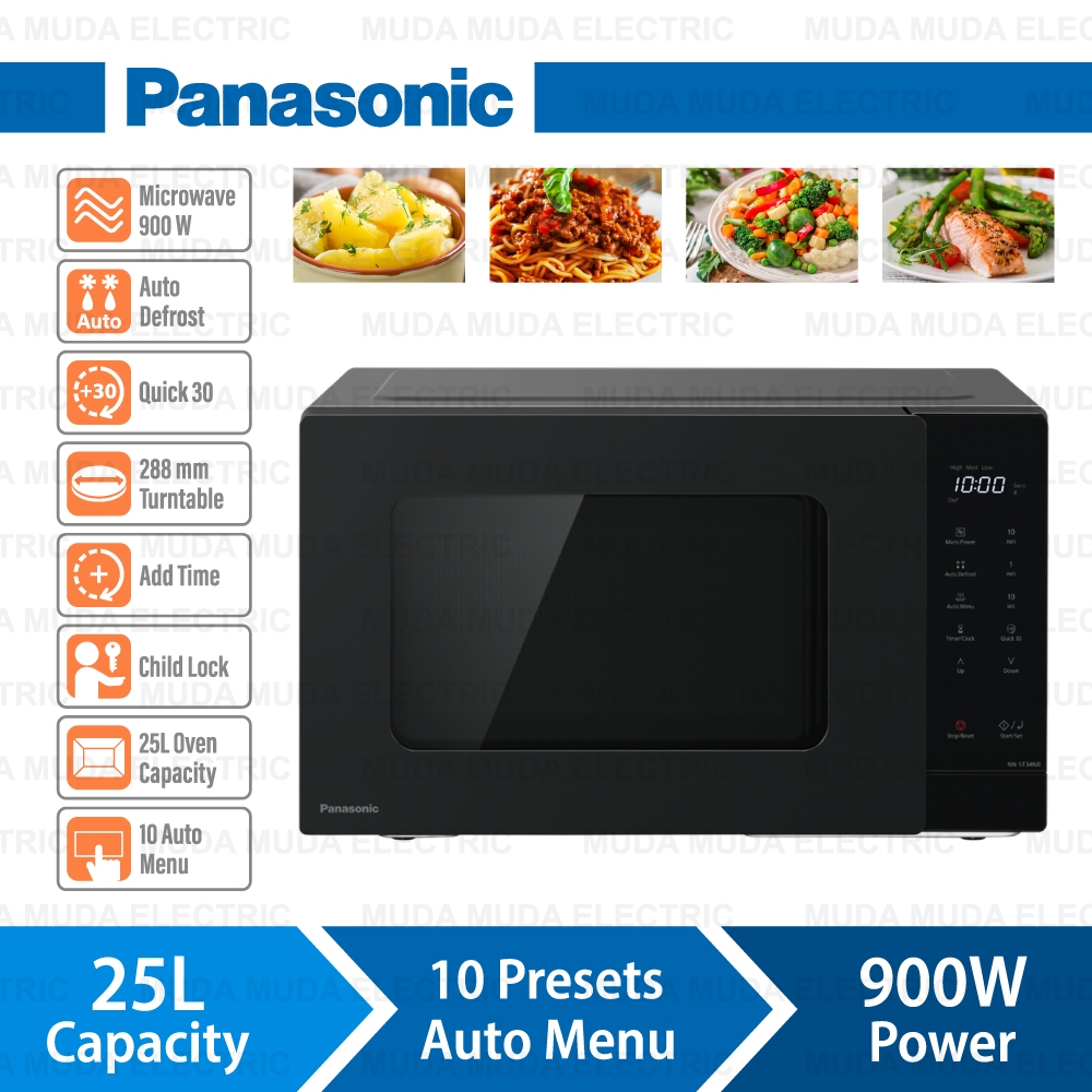 Panasonic 25L Solo Microwave Oven with 10 Presets Auto Menus 900W Power NN-ST34NBMPQ | Shopee ...