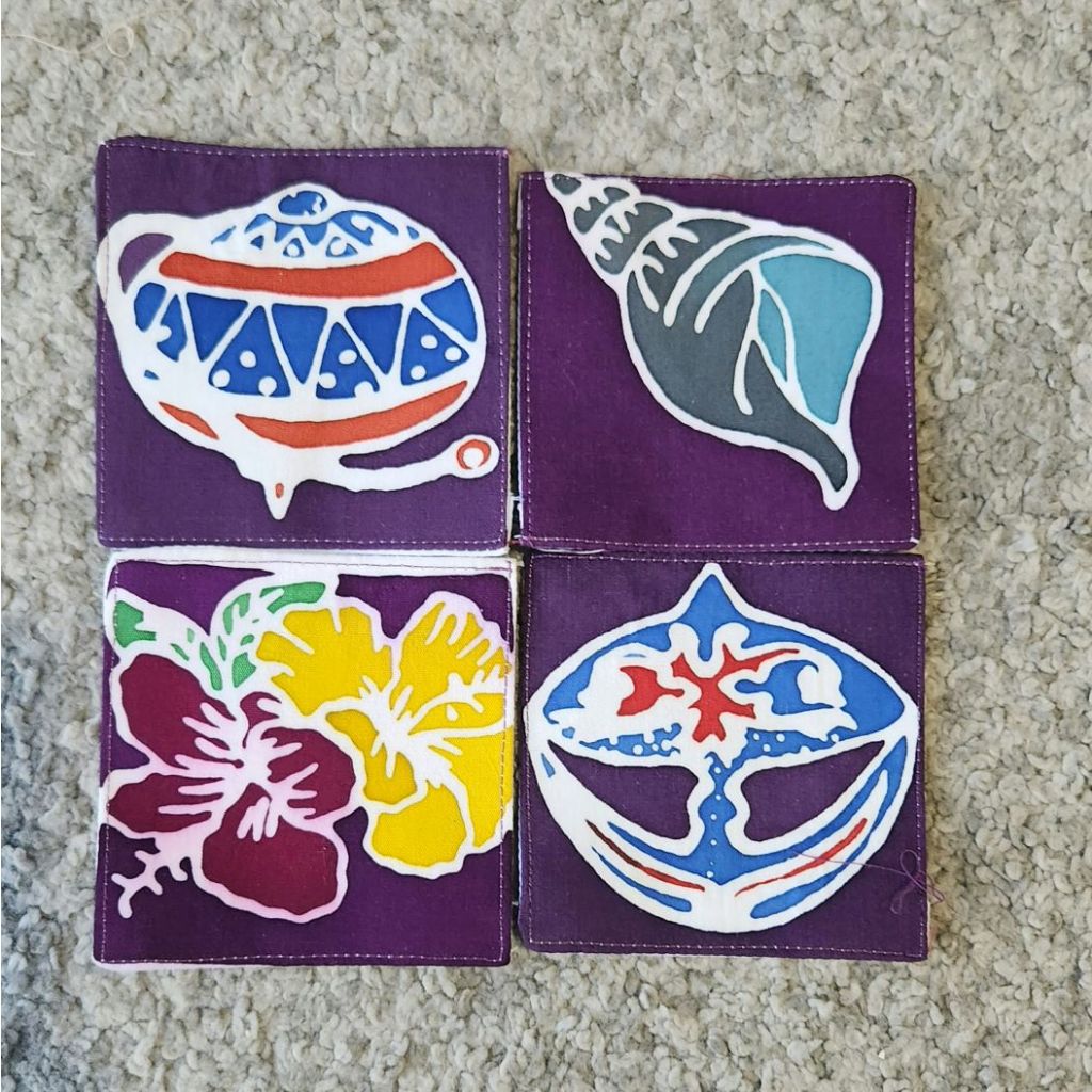 (Ready Stock) BA0051 Batik Handmade Coaster 4 in 1 Set Batik Souvenir ...