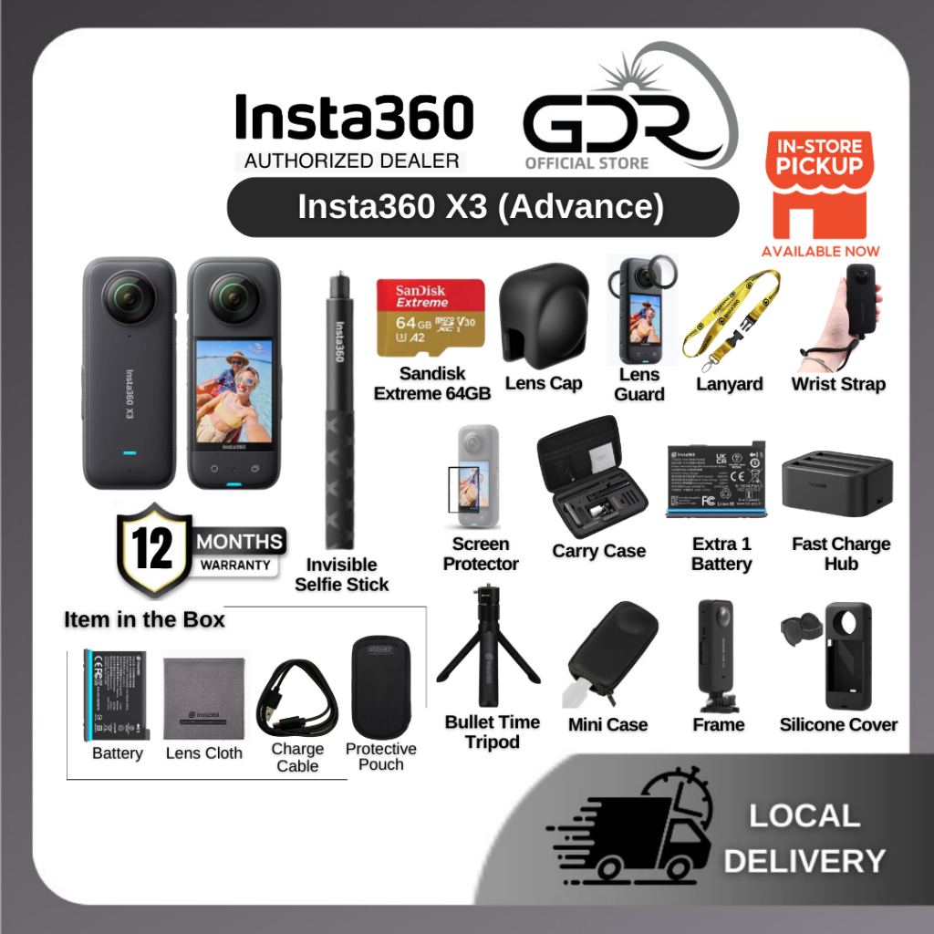 Insta360 X3 - 5.7K Dual-Mode Ultimate 360 Sport Action Camera Panoramic ...