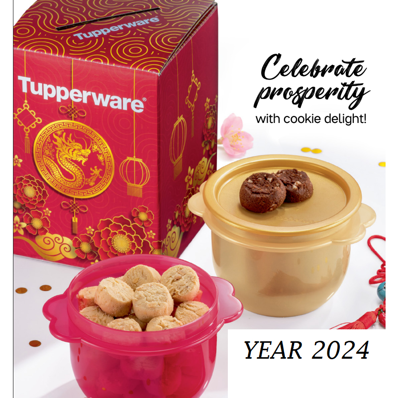 *1 Set*Tupperware Fortune Fresh Cookies + GiftBox CNY 2023A 2024 Dragon ...