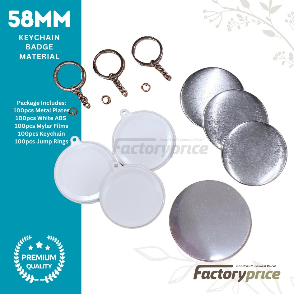 Keychain Button Badge Material (100pcs/pkt) | 44mm & 58mm Keychain ...