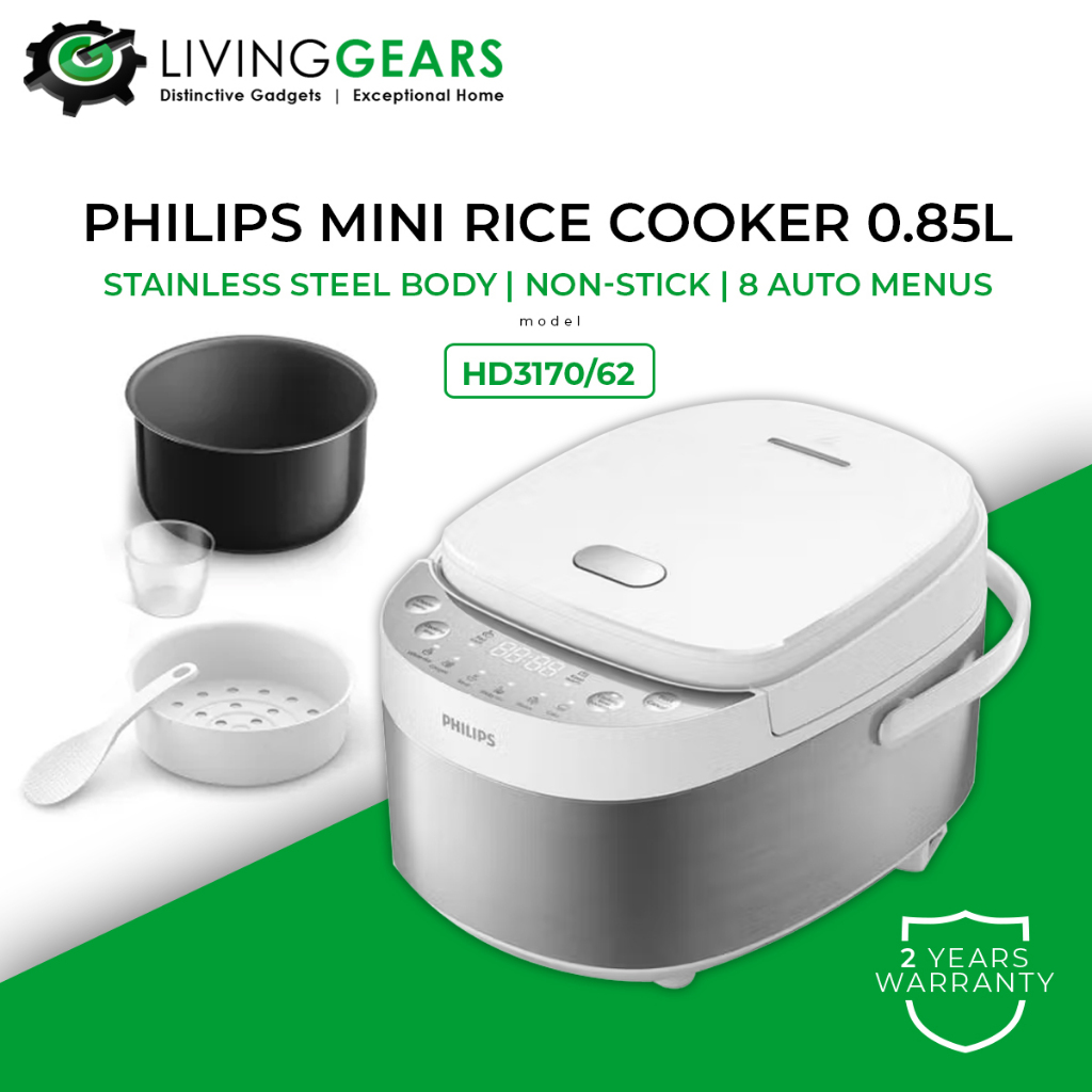 Philips 3000 Series Mini Range Fuzzy Logic Rice Cooker 0.85L HD3170 ...