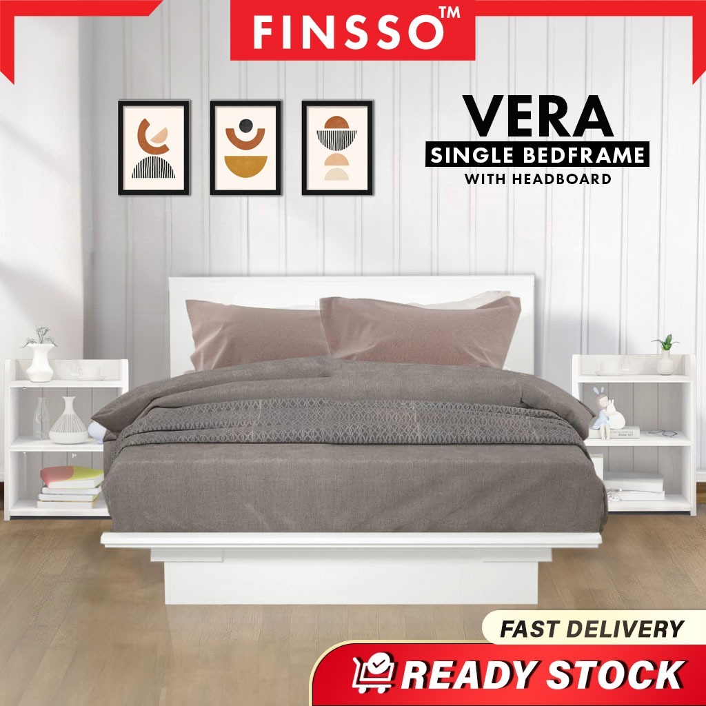 Finsso: Extra Strong & Enhanced Version Vera Single Bed Frame / Wooden Platform Bed Katil ...