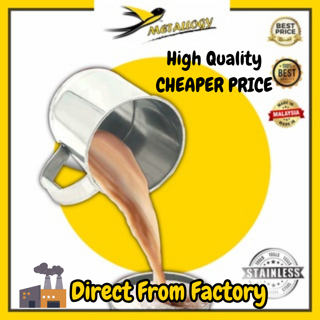 Metallogy 1.5 Litre Stainless Steel Mug/Cawan Besi / Teh Tarik Mug With ...