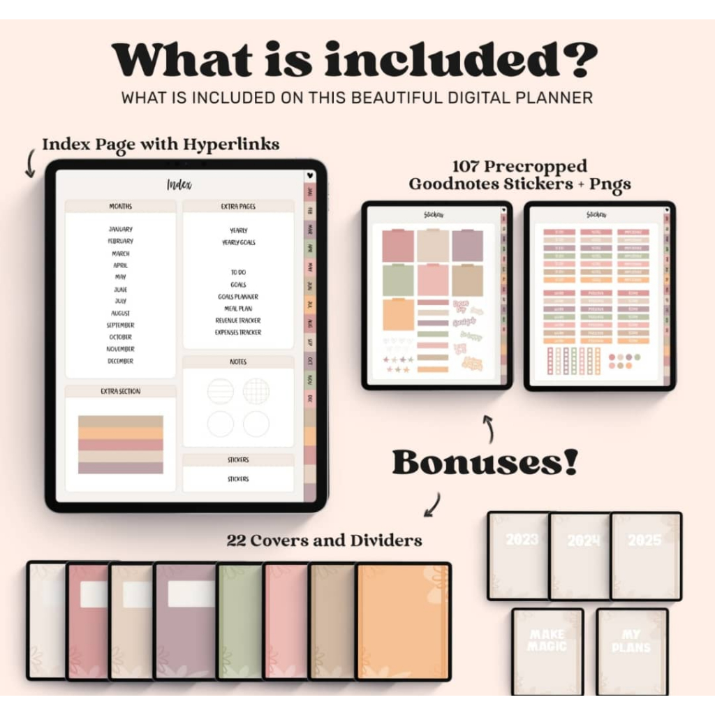 PLANNER Undated Goodnotes Planner, Monthly Digital Planner, Goodnotes ...