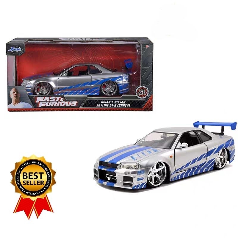 Ready Stock ! Jada 1:24 Diecast Car Model Toy Nissan Skyline GTR R34 ...