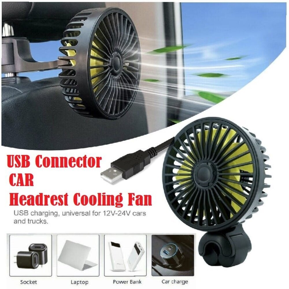 Car Back Seat Fan Headrest USB Fan Ventilator Fan Air Cooler 3 Speed ...