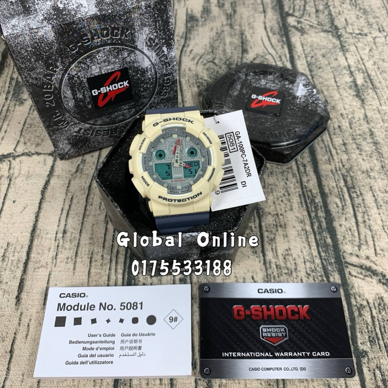 100% ORIGINAL CASIO G-SHOCK GA-100PC-7A2DR / GA-100PC-7A2 / GA-100PC / GA-100 retro fashion ...