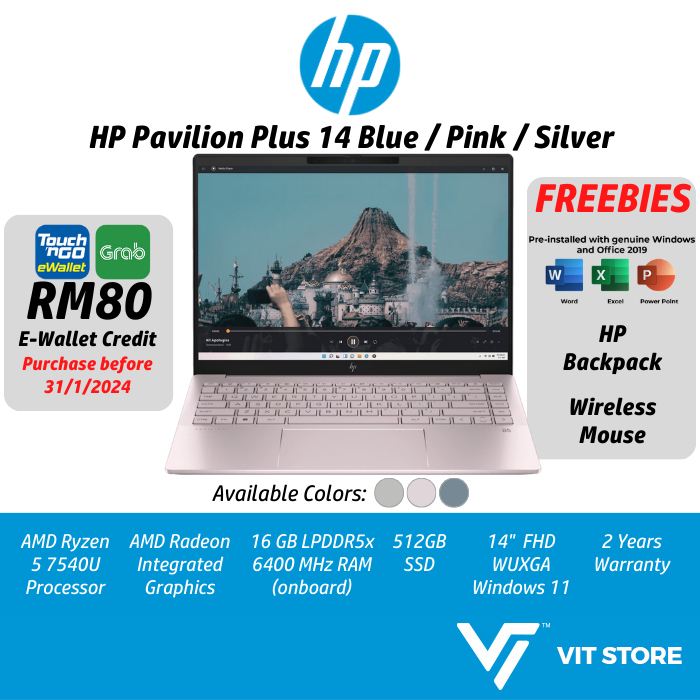 HP Pavilion Plus 14-ey0039AU / 14-ey0040AU / 14-ey0041AU R5 7540U 16GB ...