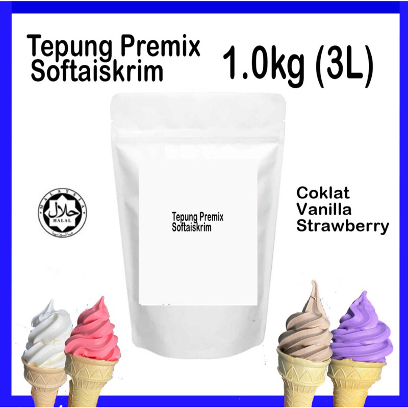 Soft Serve Ice Cream Powder Mix Flour Tepung Aiskrim Soft Ice Cream 1.0kg (3L) | Shopee Malaysia