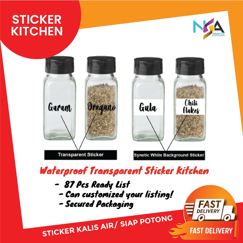 Waterproof Transparent Kitchen Sticker Deco Custom label barang dapo ...