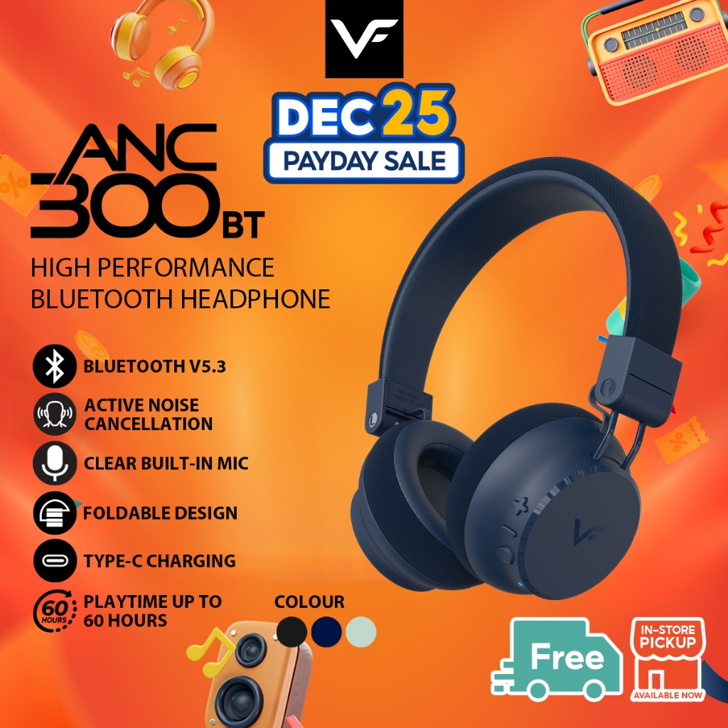 Vinnfier VF ANC 300 BT Active Noise Cancelling Bluetooth Headphone ...