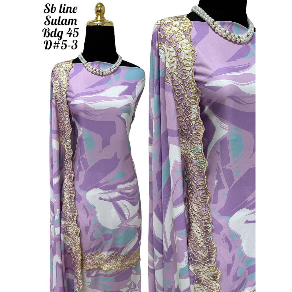 Kain Pasang SBLine Sulam Biku Bidang 45 Kain SB Line Sulam Tenun Lace ...