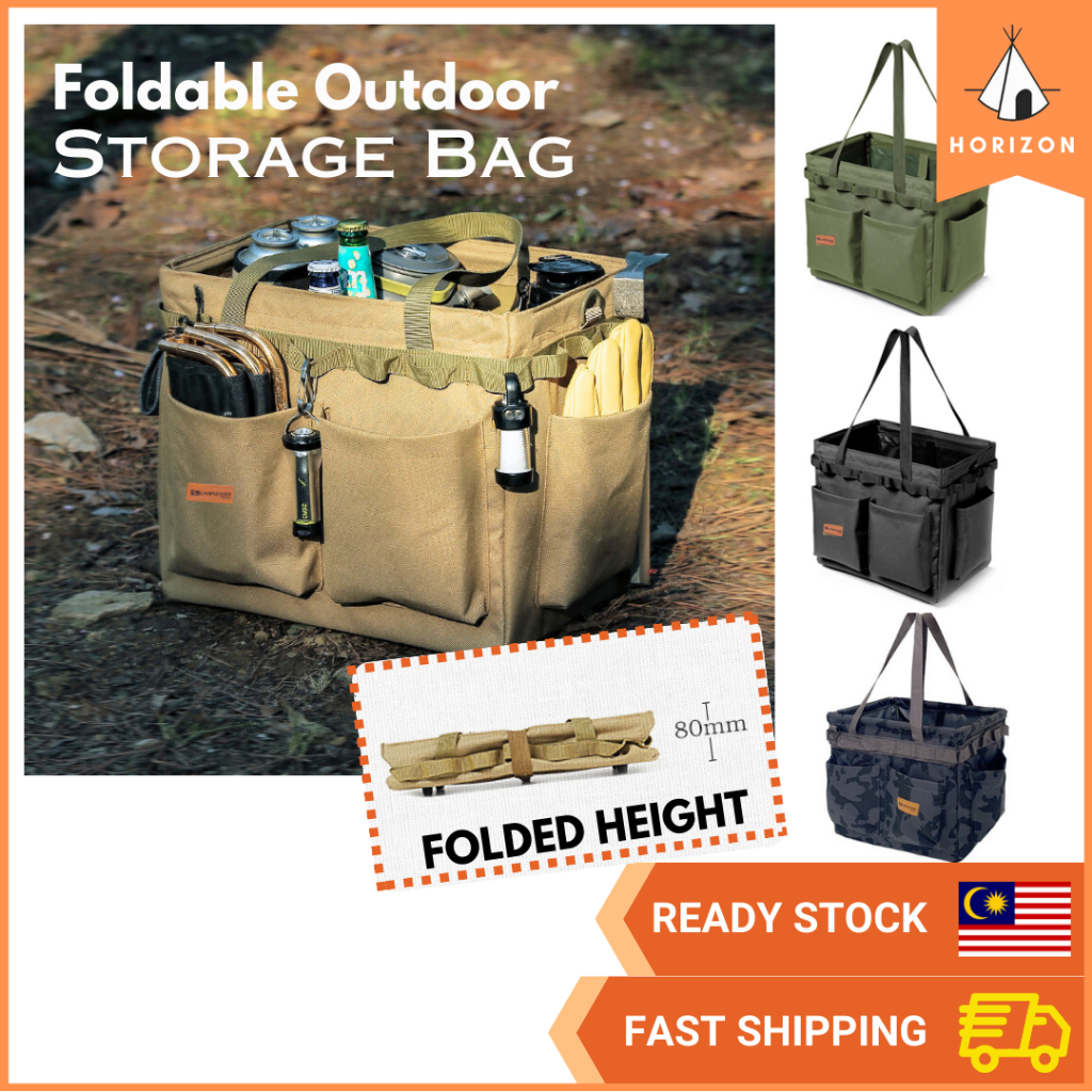 Foldable Camping Storage Box Potable Equipment Bag with Pockets ...