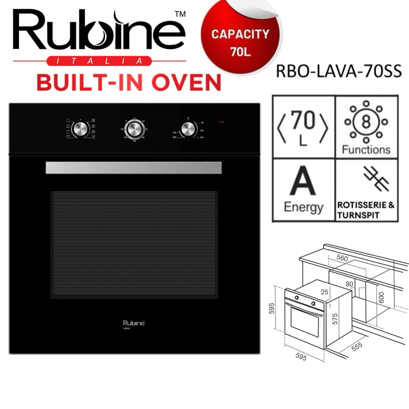 Rubine Built In Oven 70L RBO-LAVA-70SS / 60L RBO-CAVO-60BL/ Elba EBO-N6770(BK) 68L | Shopee Malaysia