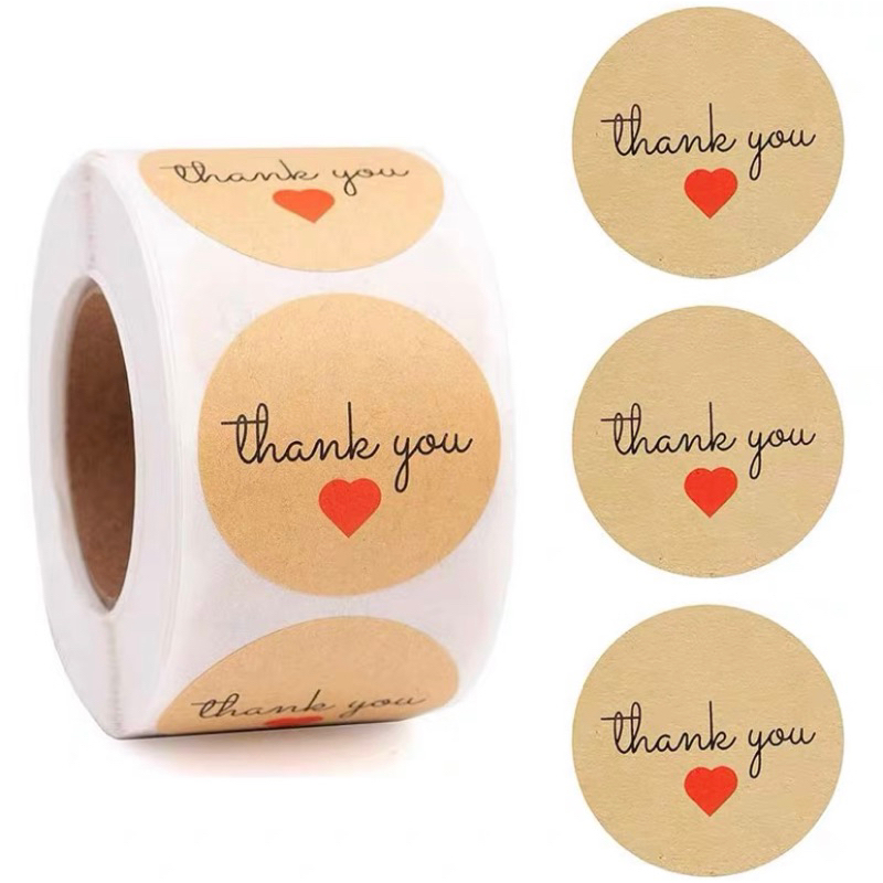 10 Pcs Kraft Paper Thank You Sticker Thank You Kraft Paper Round