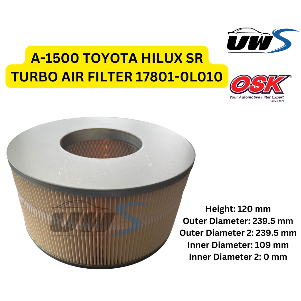 A-1500 TOYOTA HILUX SR TURBO AIR FILTER 17801-0L010 | Shopee Malaysia