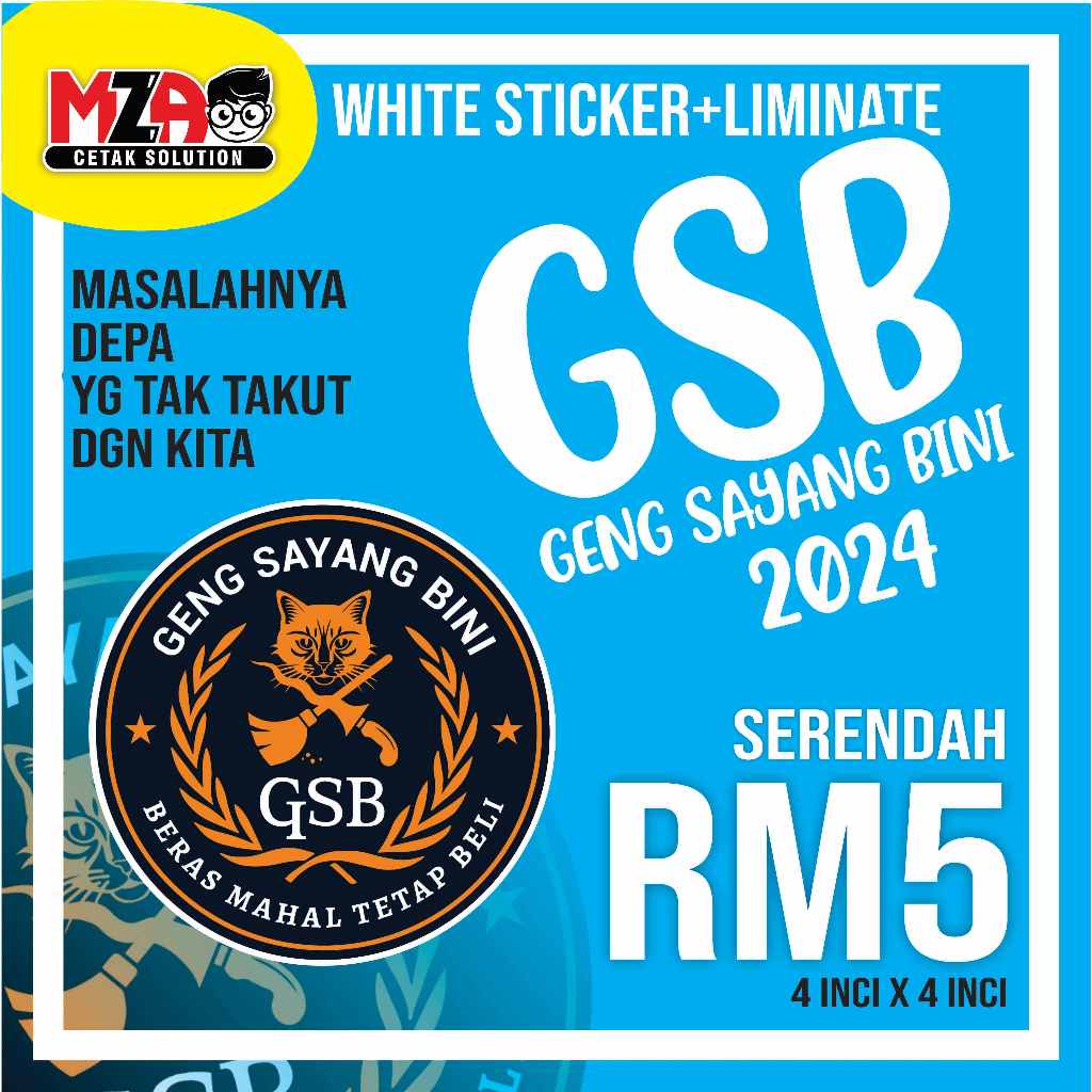 GSB | GENG SAYANG BINI 2024 | WHITE STICKER + LIMINATE | Shopee Malaysia