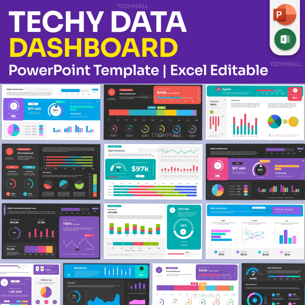 Techy Interactive Dashboards Dynamic Powerpoint Presentation Versatile Template - Easy Excel ...