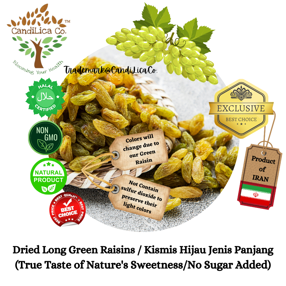 Long Green Raisins | Kismis Hijau Panjang | 绿葡萄干 – CandiLica Co. – Iran ...