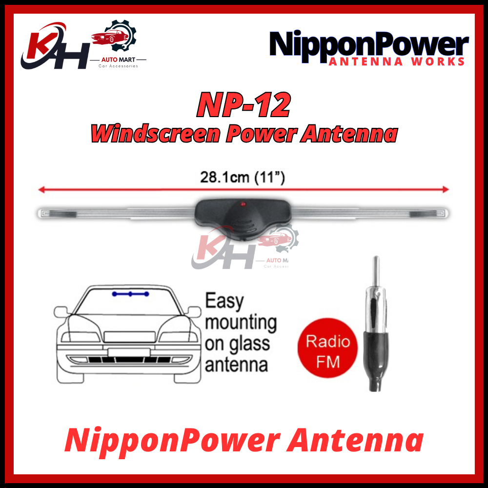 ORIGINAL NIPPON POWER NP-12 Car Radio Indoor Glass Power Antenna Booster Universal Audio Player ...