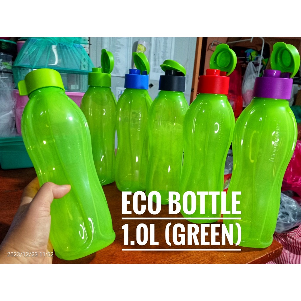 Tupperware Eco Bottle 1.0L Green Flip Top Botol Air 1 Liter BPA Free ...