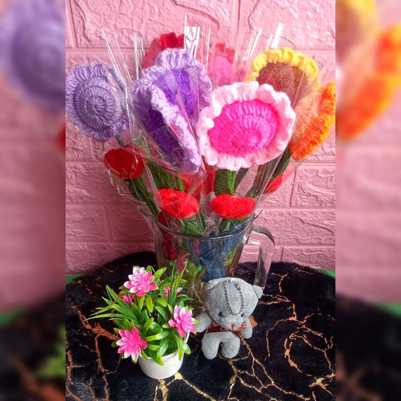 Crochet Handmade Sun Flowers Banquet Sun Flowers Bunga Kait Matahari ...