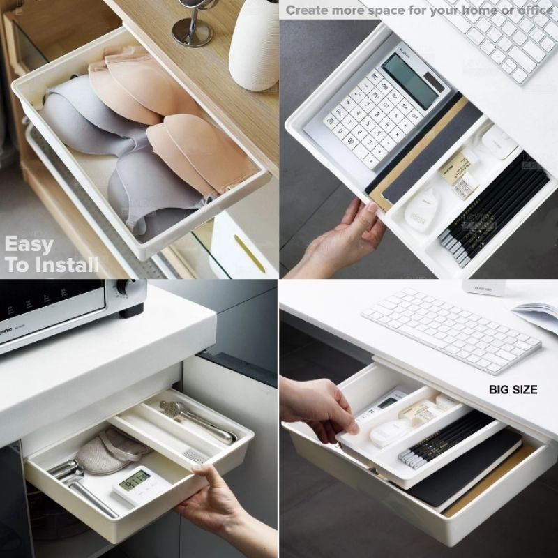 💥HOT BUY💥 Extra Large Under Table Drawer Stationery Storage Box Office ...